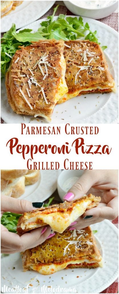 Parmesan Crusted Pepperoni Pizza Grilled Cheese - Meatloaf and Melodrama