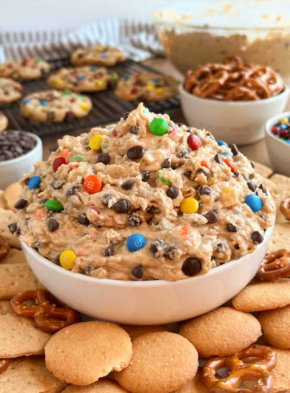 Monster Cookie Dough Dip (Easy Dessert) - Meatloaf and Melodrama