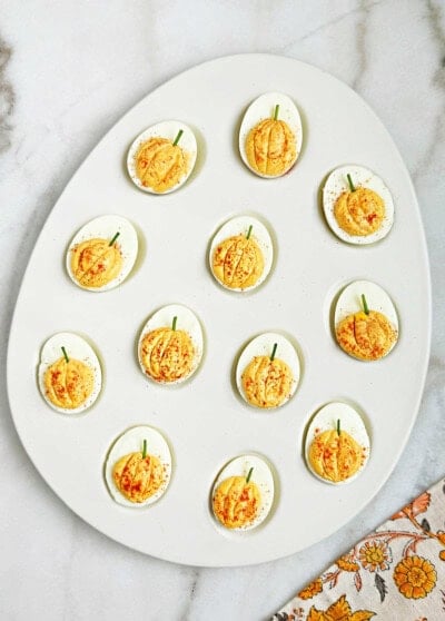 The Most Adorable Pumpkin Deviled Eggs - Meatloaf and Melodrama